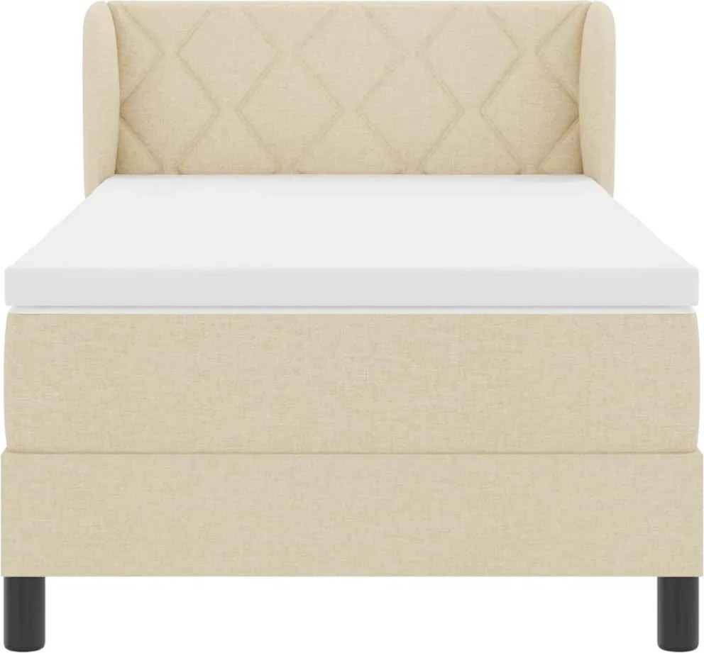 Postel s boxspringem s čelo Krémová 100 x 200 cm textil 3340078