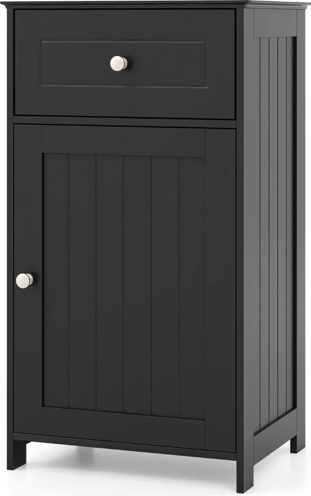 Costway Koupelnová skříňka úzká se zásuvkou a dvířky – 43 × 34 × 77 cm, bílý