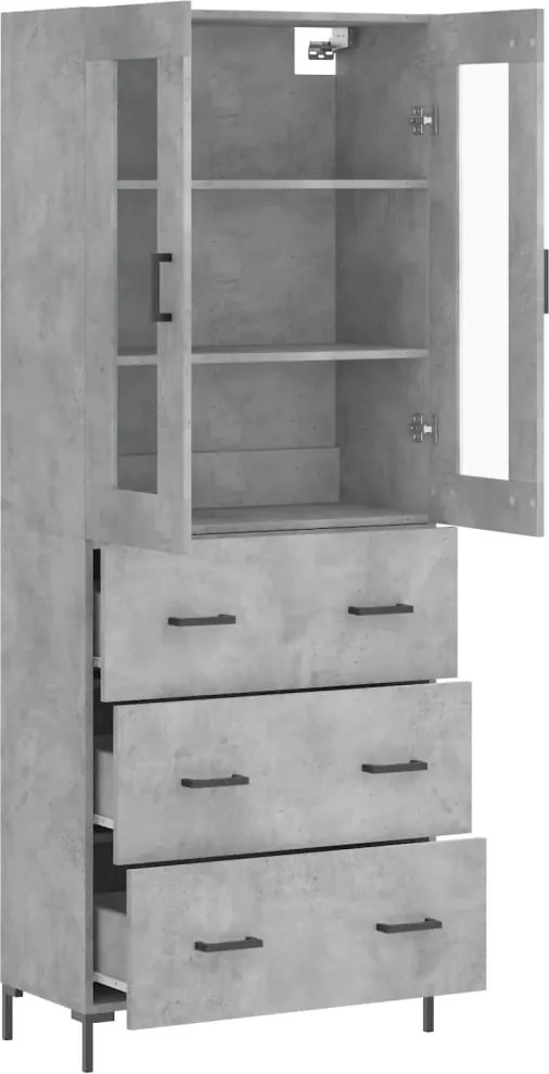 Skříň highboard betonově šedá 69,5x34x180 cm kompozitní dřevo 3198405