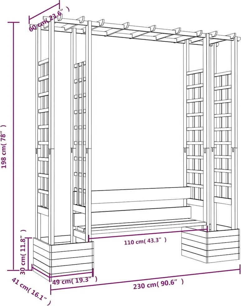 Zahradní pergola s lavicí a truhlíky impregnovaná borovice 318565