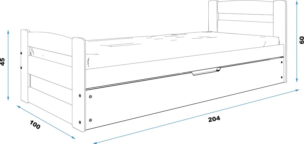 SMB Postel s úložným prostorem ERIK, 90x200 cm Dekor: Grafit