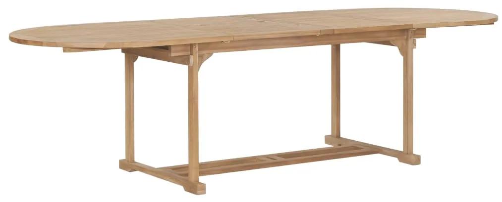 Rozkládací zahradní stůl 180–280x100x75 cm masivní teak oválný - Default Title