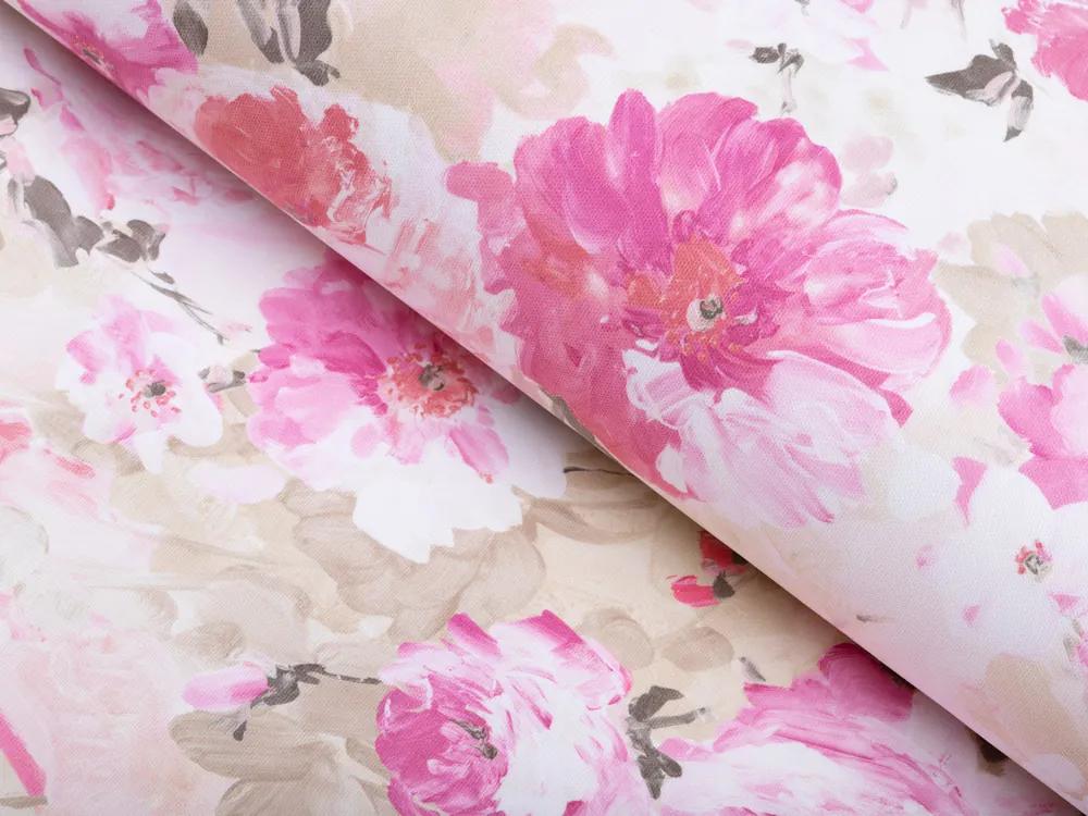 Biante Dekorační povlak na polštář PM-030 Růžové malované květy 40 x 60 cm