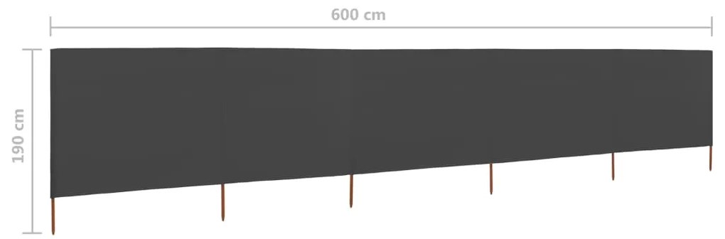 vidaXL Marketos 5dílná zástěna proti větru textil 600 x 160 cm antracitová