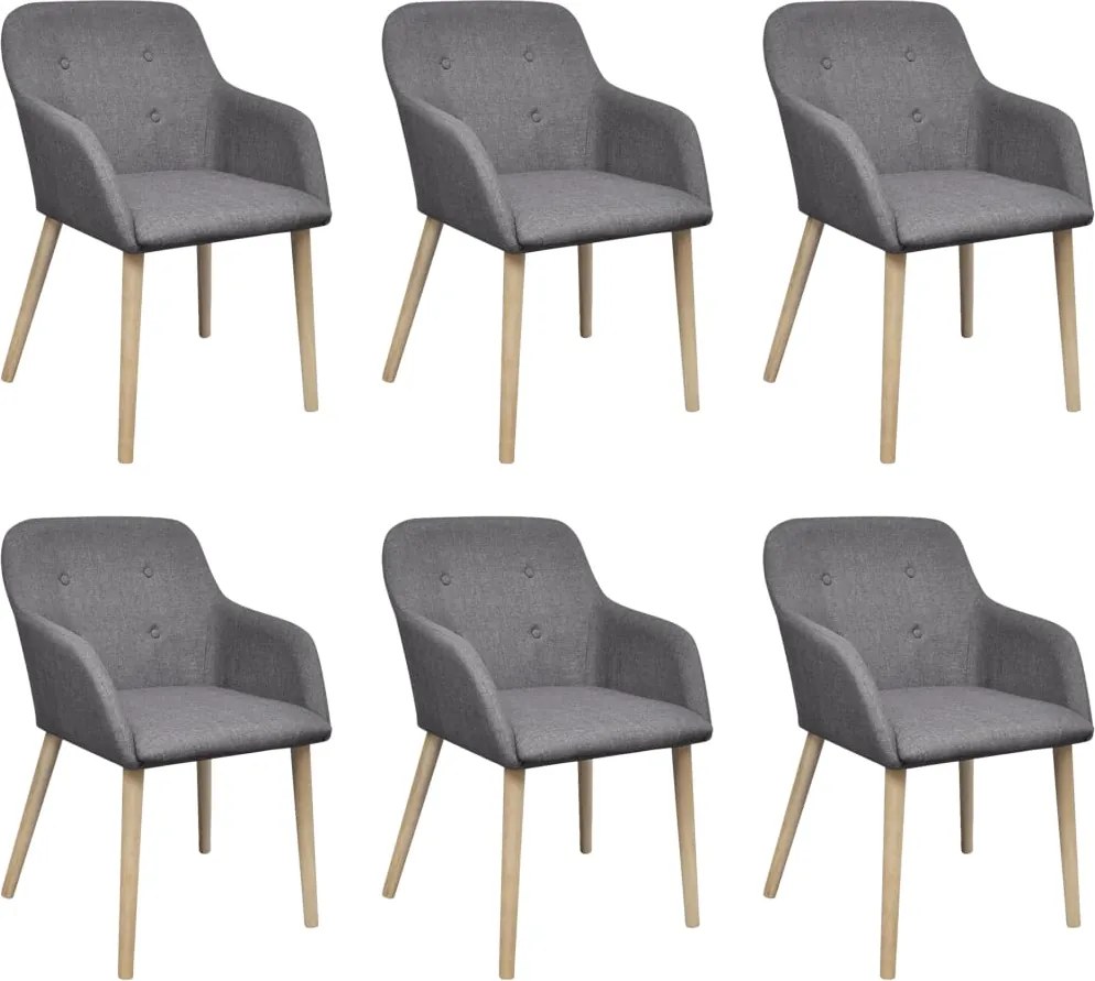 Jídelní židle 6 ks světle šedé textil a masivní dubové dřevo 270573