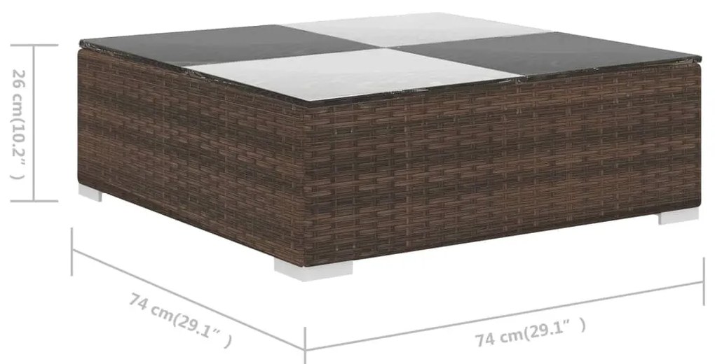 vidaXL Marketos 6dílná zahradní sedací souprava s poduškami polyratan hnědá