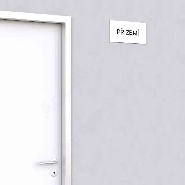 ACCEPT Označení podlaží "PŘÍZEMÍ" - stříbrná tabulka - černý popis
