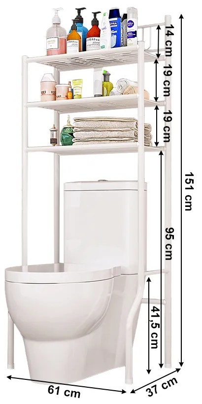 Regál nad toaletu REMIN, bílá