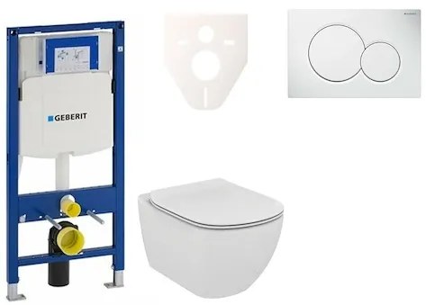 Cenově zvýhodněný závěsný WC set Geberit do lehkých stěn / předstěnová montáž+ WC Ideal Standard Tesi 111.300.00.5NE1