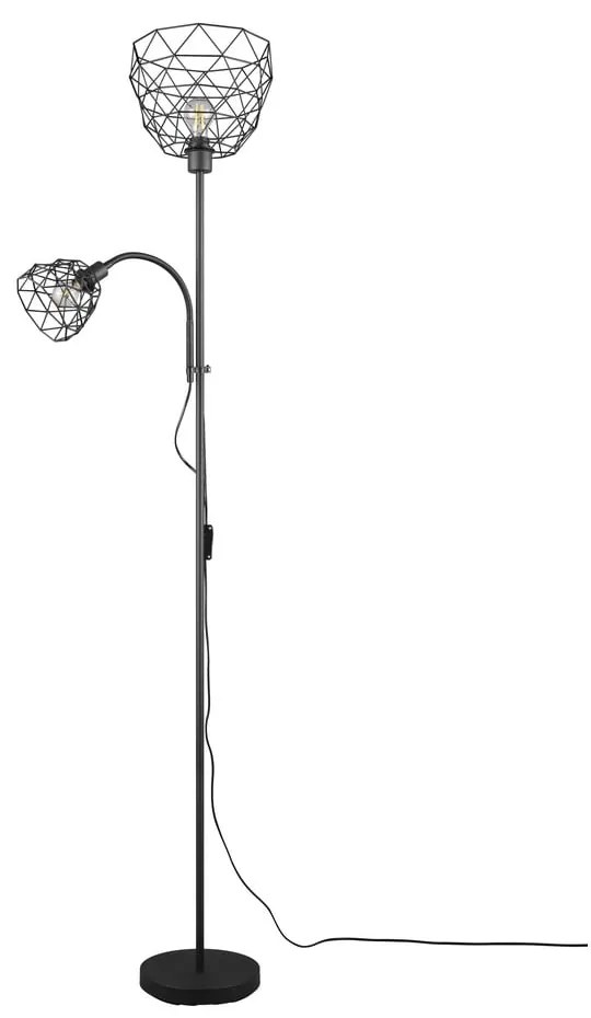 Černá stojací lampa s kovovým stínidlem (výška 180 cm) Haval – Trio