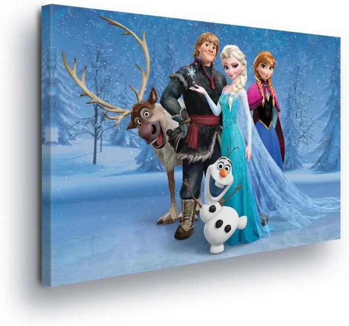 GLIX Obraz na plátně - Disney Ledové Království Kristoff, Anna, Elza, Olaf, Sven 100x75 cm