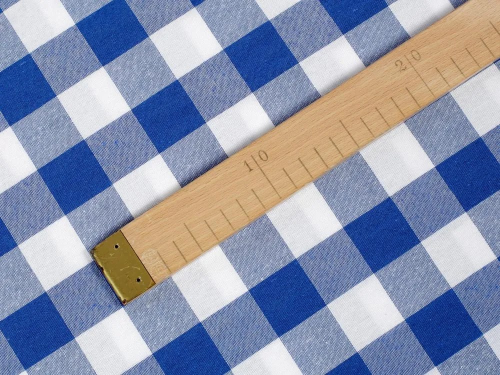 Biante Dekorační běhoun na stůl Rebeka RE-007 Modro-bílá kostka velká 20x120 cm