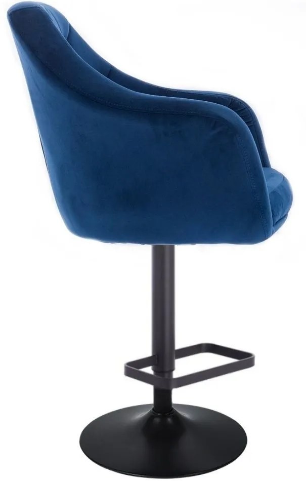 LuxuryForm DESIGN Barová židle ANDORA VELUR na černé kulaté podstavě - modrá