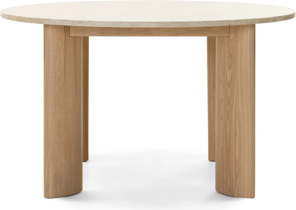 Jídelní stůl Rimley 130 cm z masivu jasan/travertin
