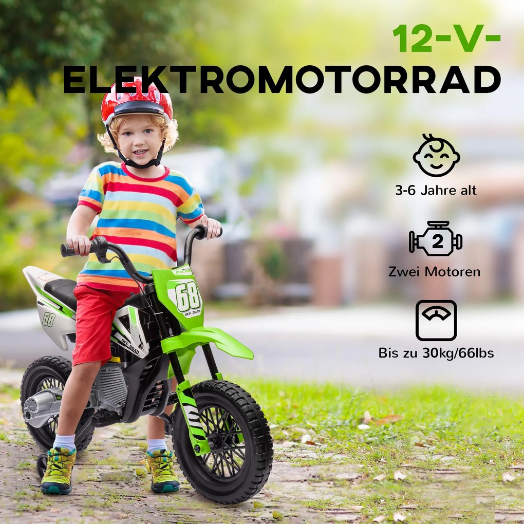 AIYAPLAY dětská elektrická motorka max. 30 kg, zelená