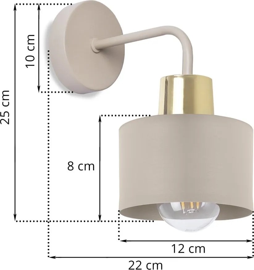 Nástěnné svítidlo Panta, 1x béžové kovové stínítko, g