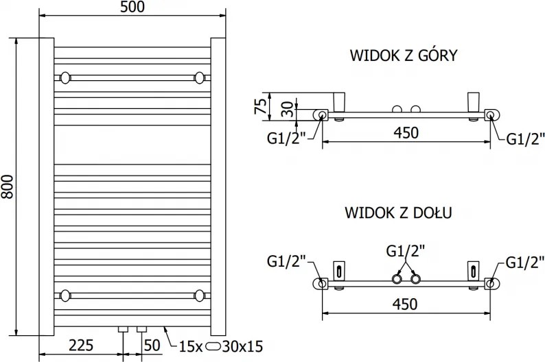 Mexen Hades, elektrické topné těleso 800 x 500 mm, 300 W, chromová, W104-0800-500-2300-01