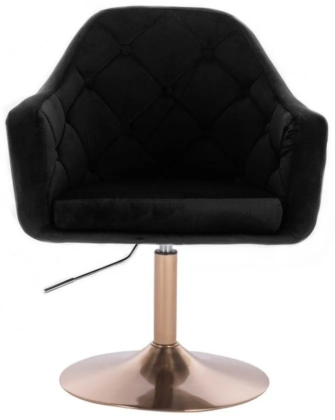 LuxuryForm DESIGN Otočné křeslo ANDORA VELUR na zlatém talíři - černé
