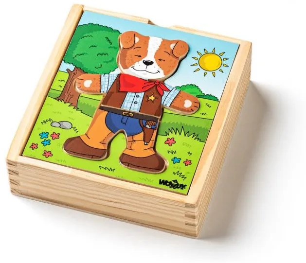 Woody Puzzle šatní skříň Pejsek, 18 dílků