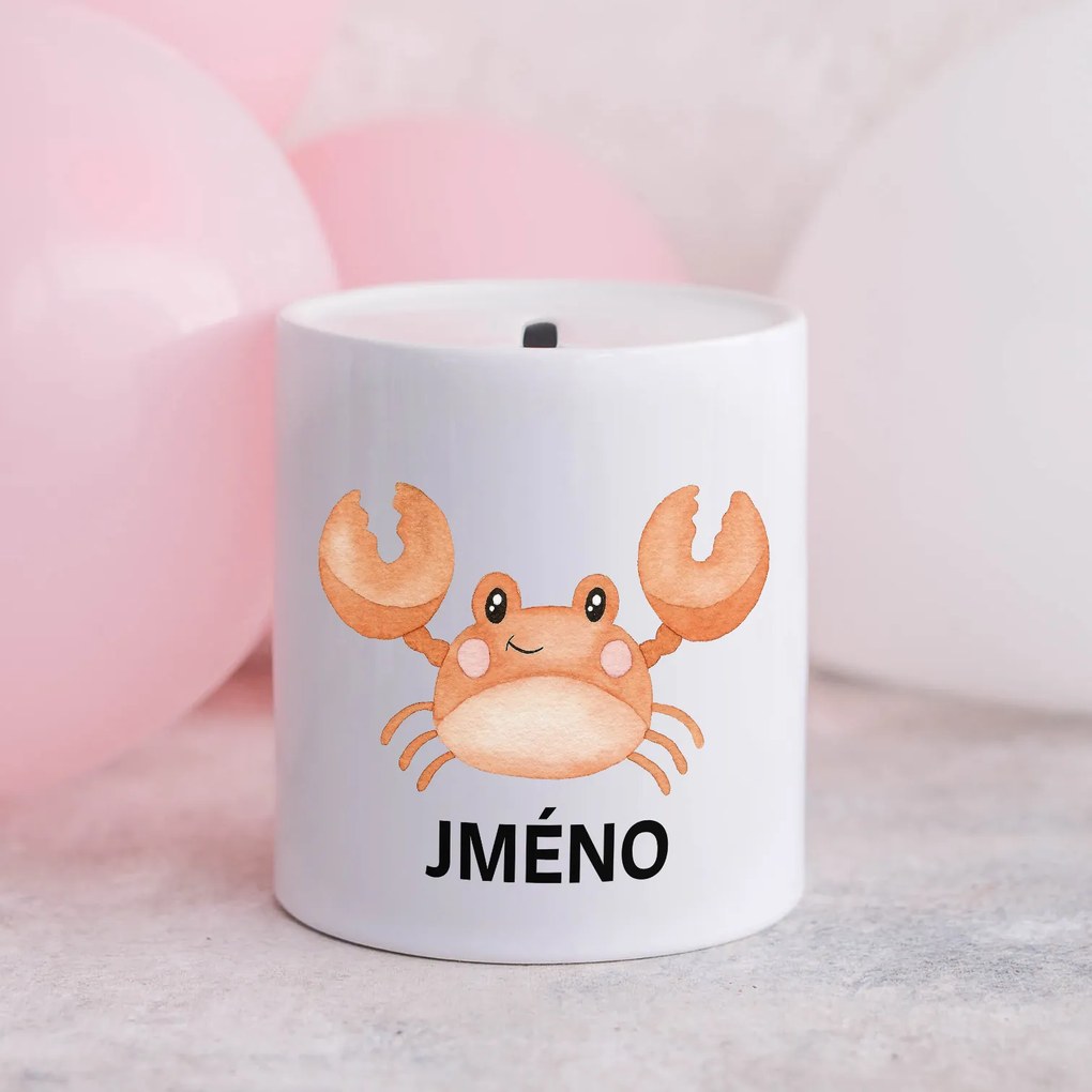 Domovi Bílá keramická pokladnička se jménem Krab 9cm