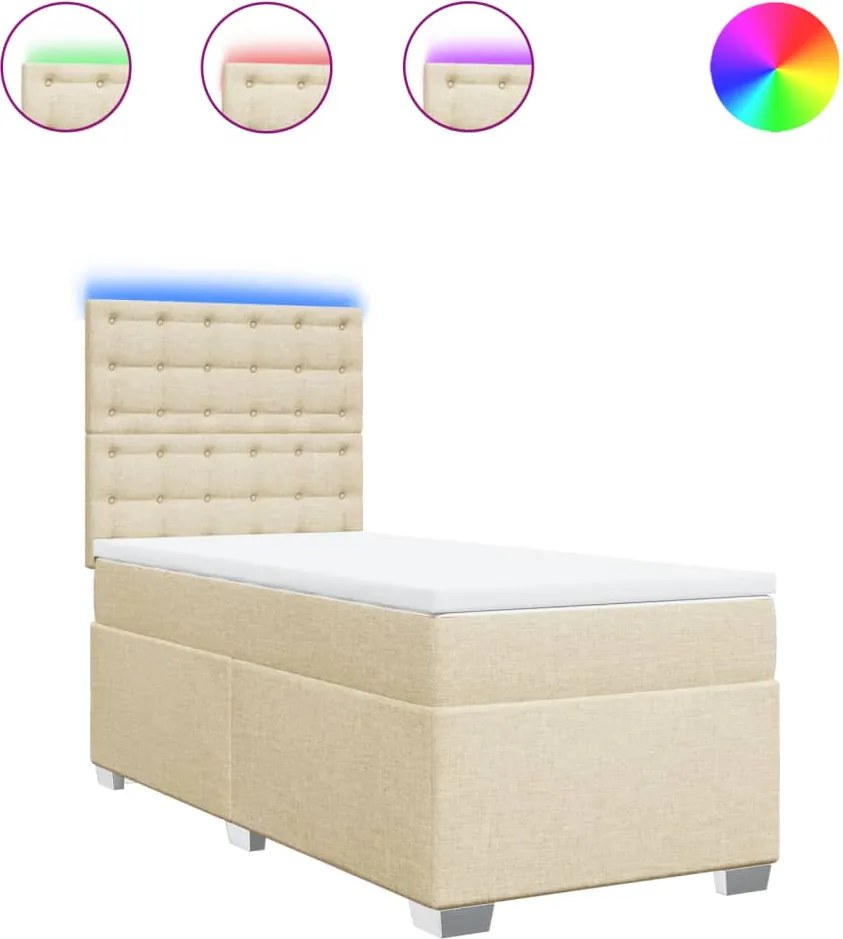 Box spring postel s matrací krémová 90x190 cm textil 3292662