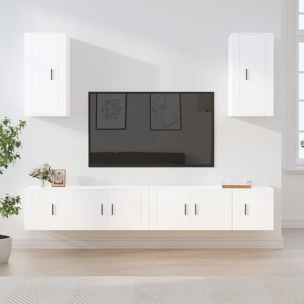 6dílný set TV skříněk bílý kompozitní dřevo 3188686