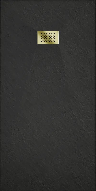 Mexen Hugo, obdélníková sprchová vanička SMC 180 x 80 cm, černá, zlatá krytka, 42708018-G