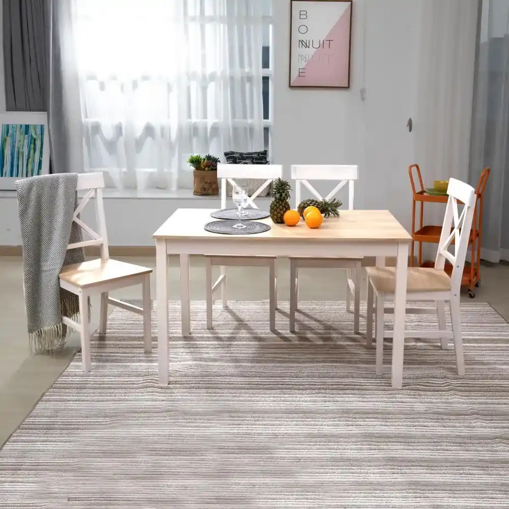 Jídelní set 4x židle + stůl Catini KAMPI - Bílá | BIANO