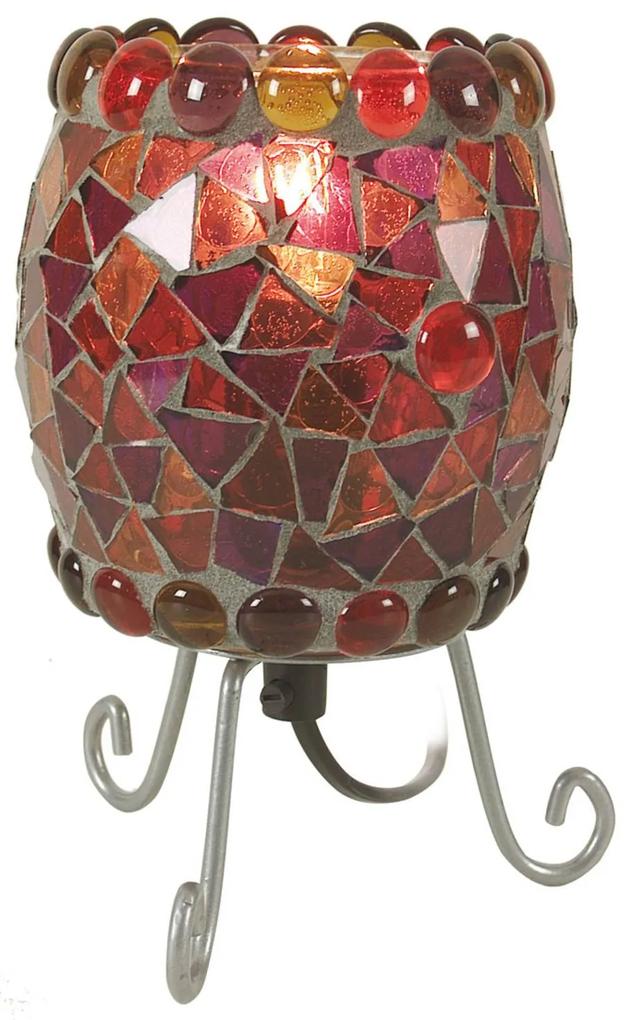 Stolní lampa Enya se skleněnou mozaikou, červená
