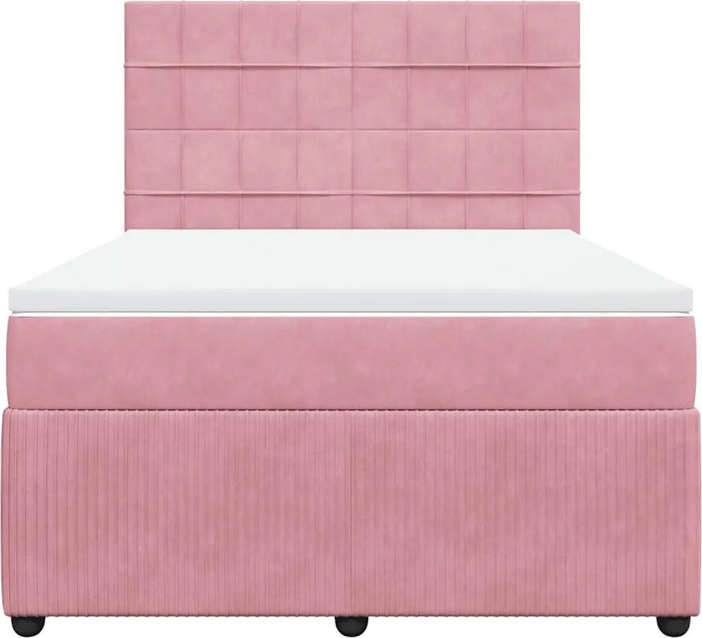 Box spring postel s matrací růžová 140x190 cm samet 3294639