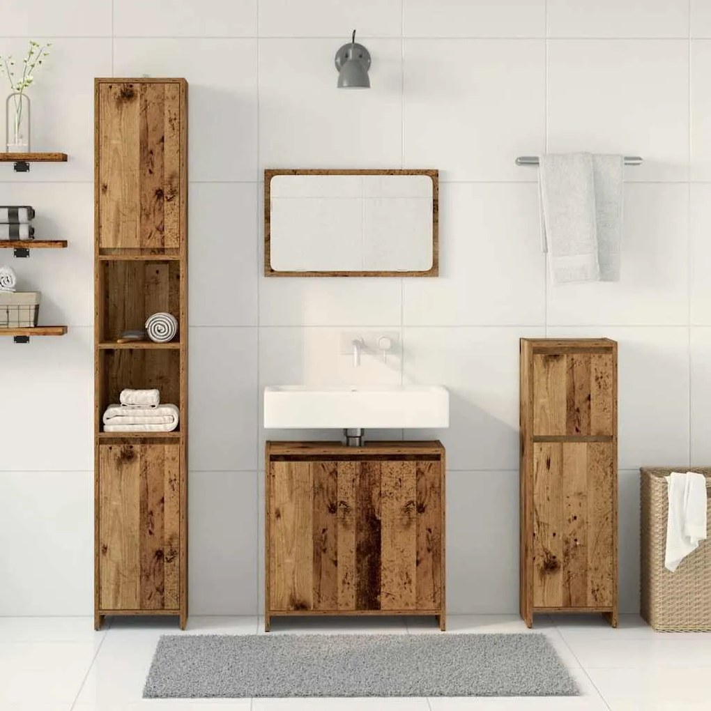 4dílná koupelnová sestava old wood kompozitní dřevo 3328555