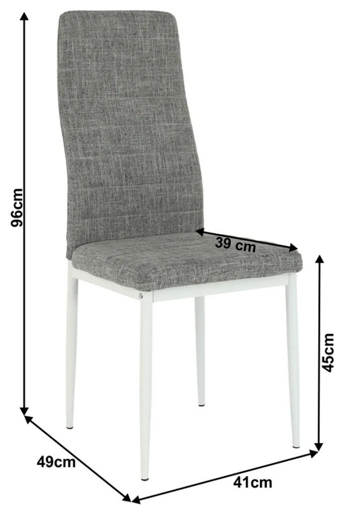 Jídelní židle SWISS - látka, světle šedá / bílá