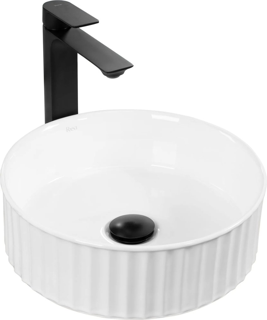Rea Charlotte, umyvadlo na desku 365x365x120 mm, bílá lesklá, REA-U6960