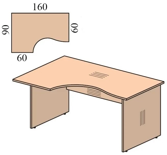 Ergonomický stůl Impress 160 x 90 cm, levý, javor