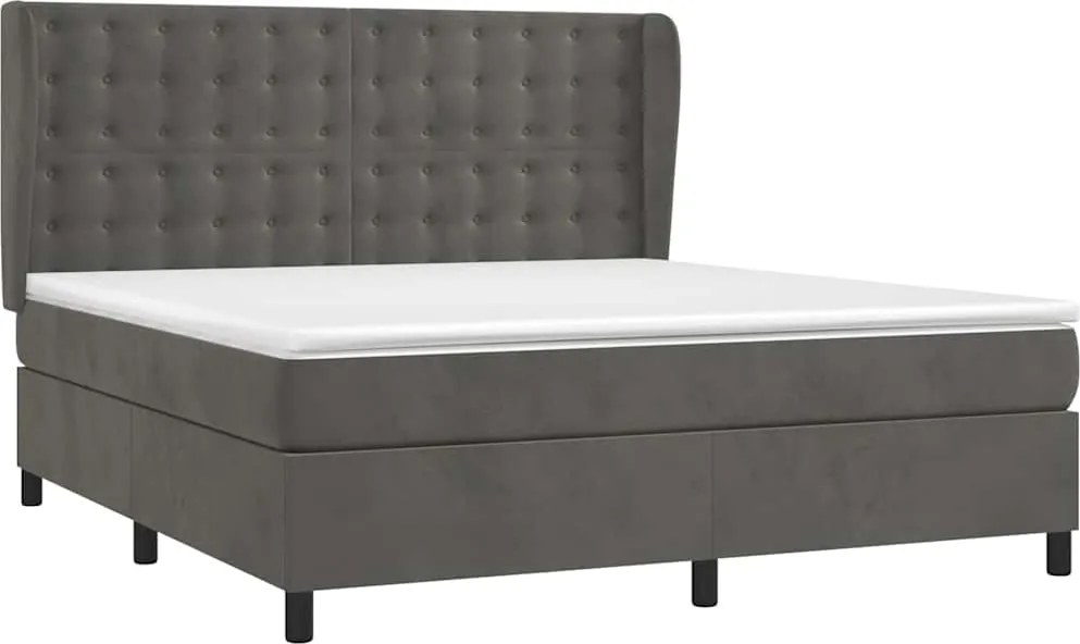 Box spring postel s matrací tmavě šedá 180x200 cm samet 3129466