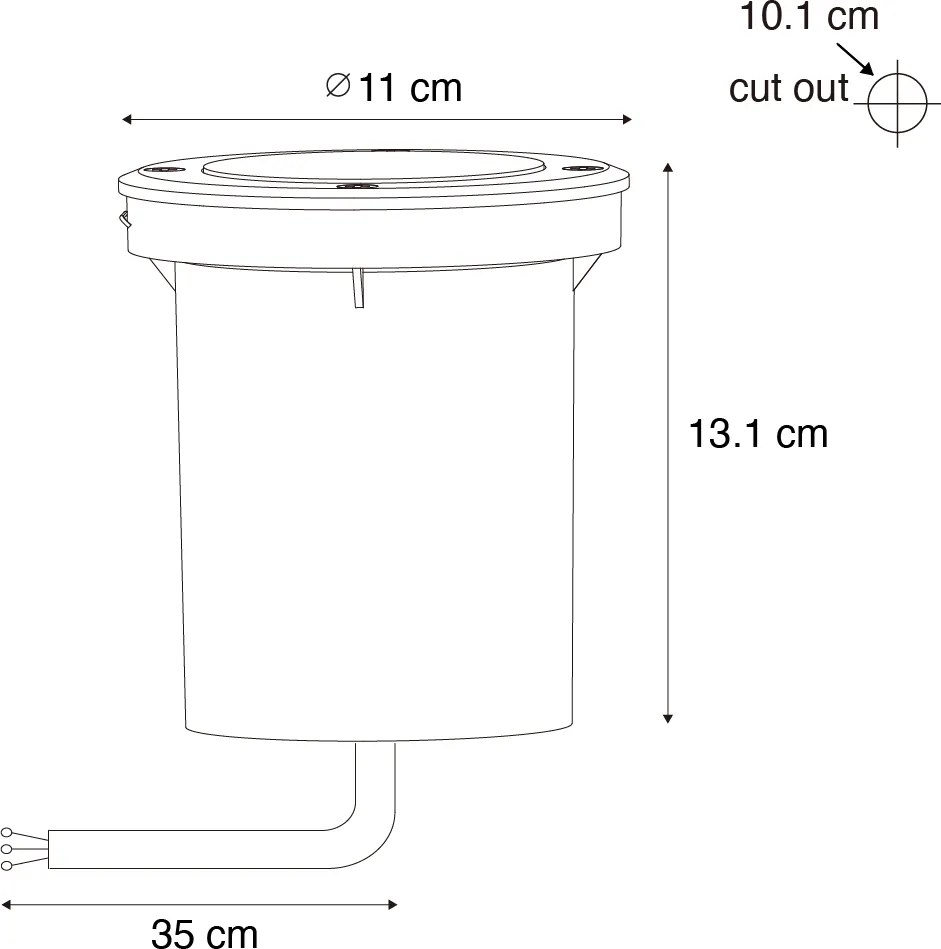 Sada 6 moderních venkovních bodových světel do země černých 35 mm nastavitelných IP65 - Delux