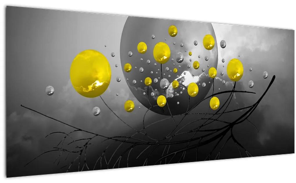 Obraz - žluté abstraktní koule (100x40 cm), 40 dalších rozměrů