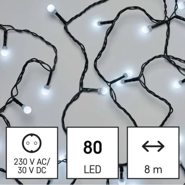 LED Vánoční venkovní řetěz 80xLED/13m IP44 studená bílá