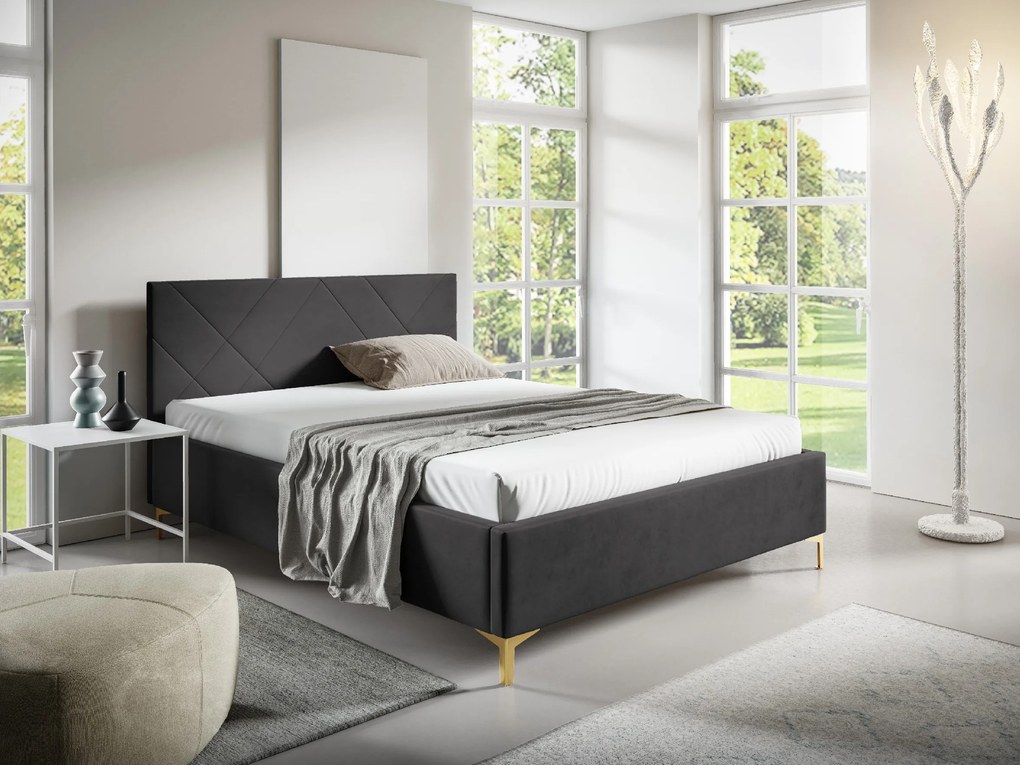 Eka Čalouněná postel SARAH+ 140x200 cm Barva látky Trinity: Světle béžová (Trinity 2303), Úložný prostor: Bez úložného prostoru