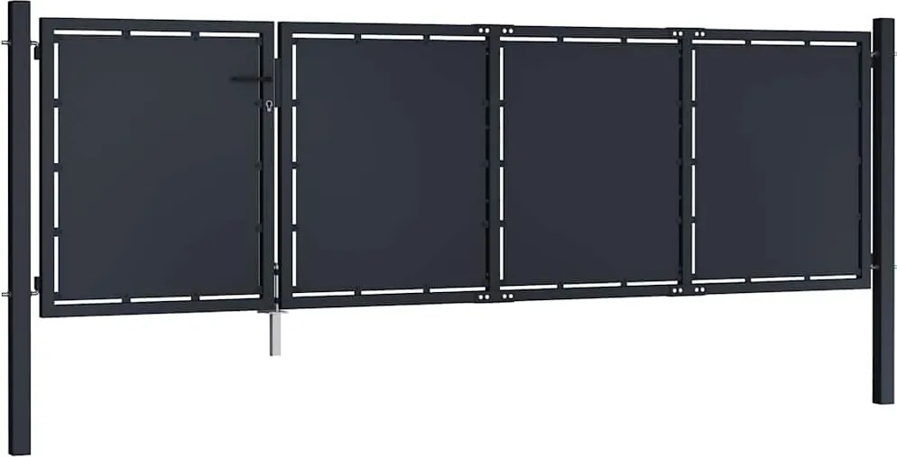 Zahradní brána ocelová 350 x 100 cm antracitová 144536