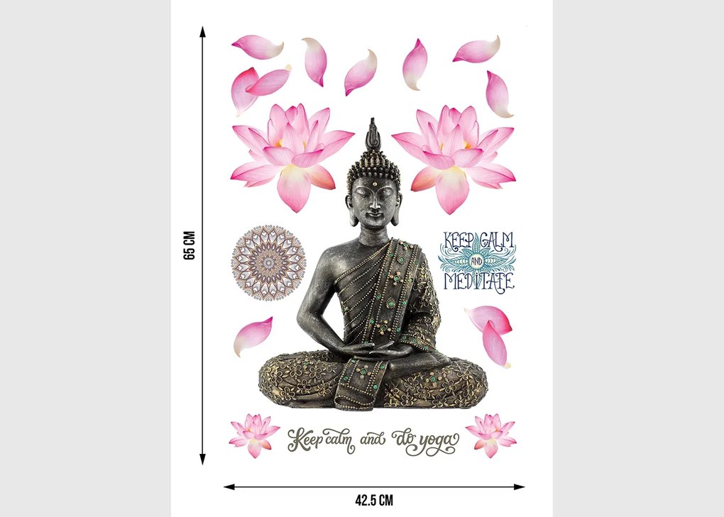 Samolepka na zeď 3D Meditující Buddha | 42.5 x 65 cm | DSM3461