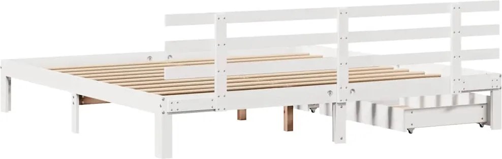 Rám postele se zásuvkami bílý 180 x 200 cm masivní borovice 3302017