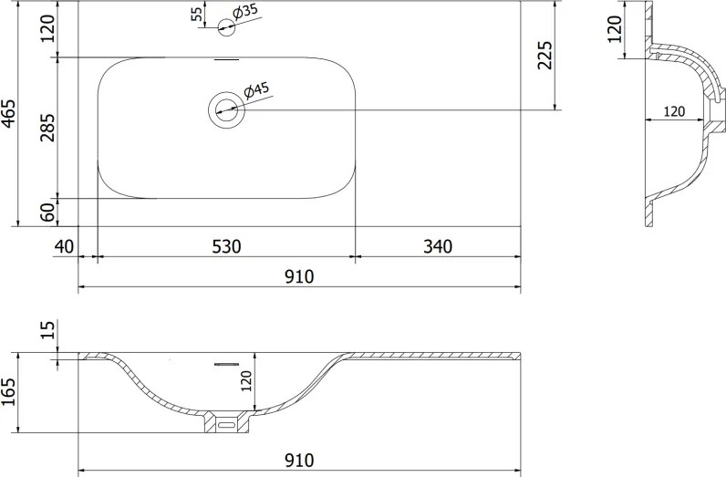 Mexen Rivel, koupelnová skříňka 90 cm s umyvadlem Vela levá, 1S, 1D, drážkovaná, bílá matná, 91A23-09047-3-BBFF01-W23L01