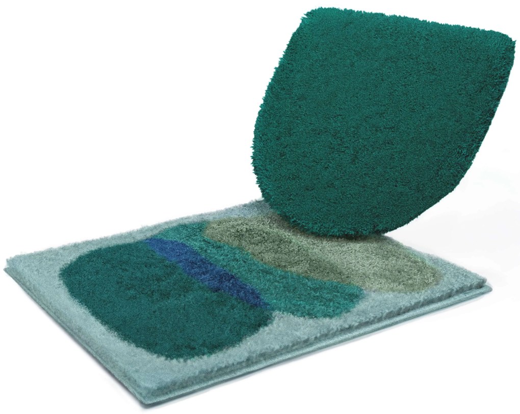 GRUND NUMA - Koupelnová předložka Šedá-zelená Rozměr: Bidet 50x45 cm + viko 47x50 cm