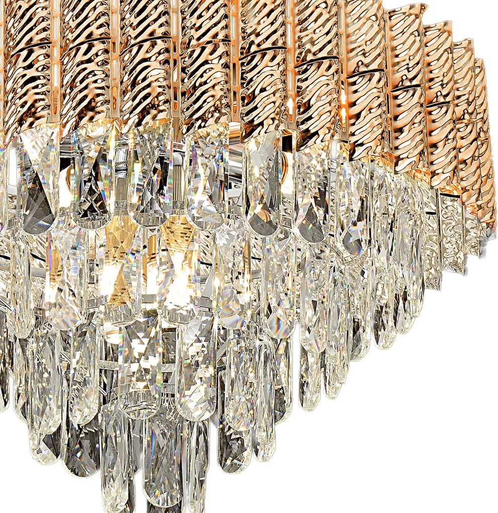 Toolight Toolight, křišťálové stropní svítidlo 50cm, 7xE14, G054-CP, zlatá, OSW-08948