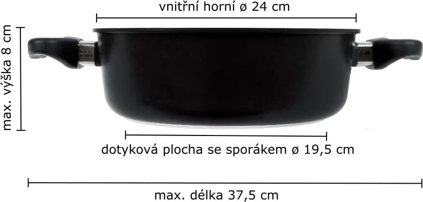 AMT Gastroguss Indukční titanový hrnec ø 24 cm x 8 cm / 2.8 l s poklicí