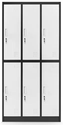 JAN NOWAK - Kovová šatní skříň IGORA BHP 6 - antracit/bílá - rozměr 185x90 cm - 3D6499