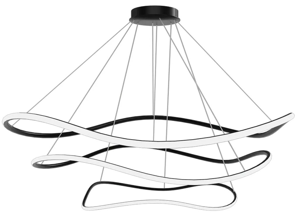 Toolight Toolight, LED závěsná lampa 40/60/80cm, 82W, 3000K, LHJ016-CP3, černá matná, OSW-50006