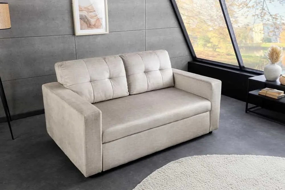 Designová rozkládací pohovka Zaragoza 142 cm béžový samet