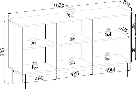 PCo Komoda JAPAN K154, 154 cm Kašmír